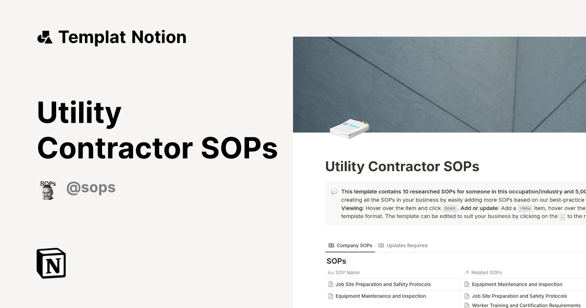 Templat Utility Contractor SOPs | Notion Marketplace