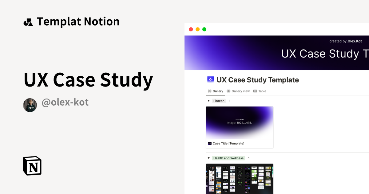 UX Case Study Templat oleh Olex. Kot | Notion Marketplace
