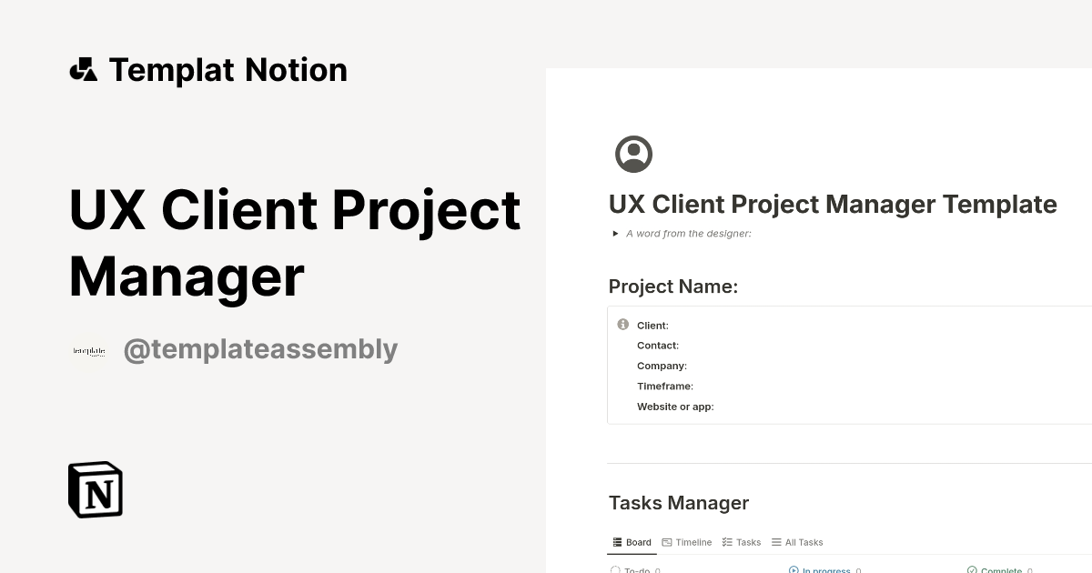 Templat UX Client Project Manager | Notion Marketplace