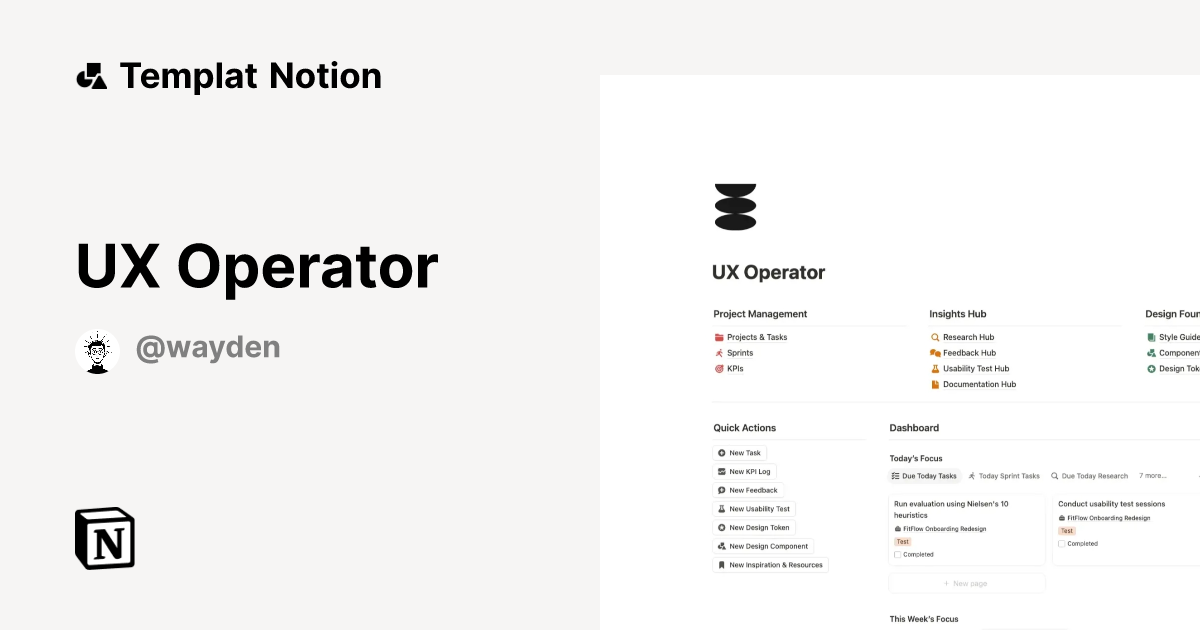 Templat UX Operator | Notion Marketplace