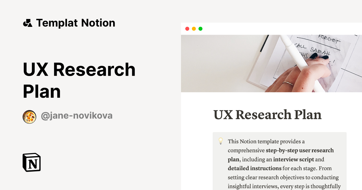 Templat UX Research Plan | Notion Marketplace