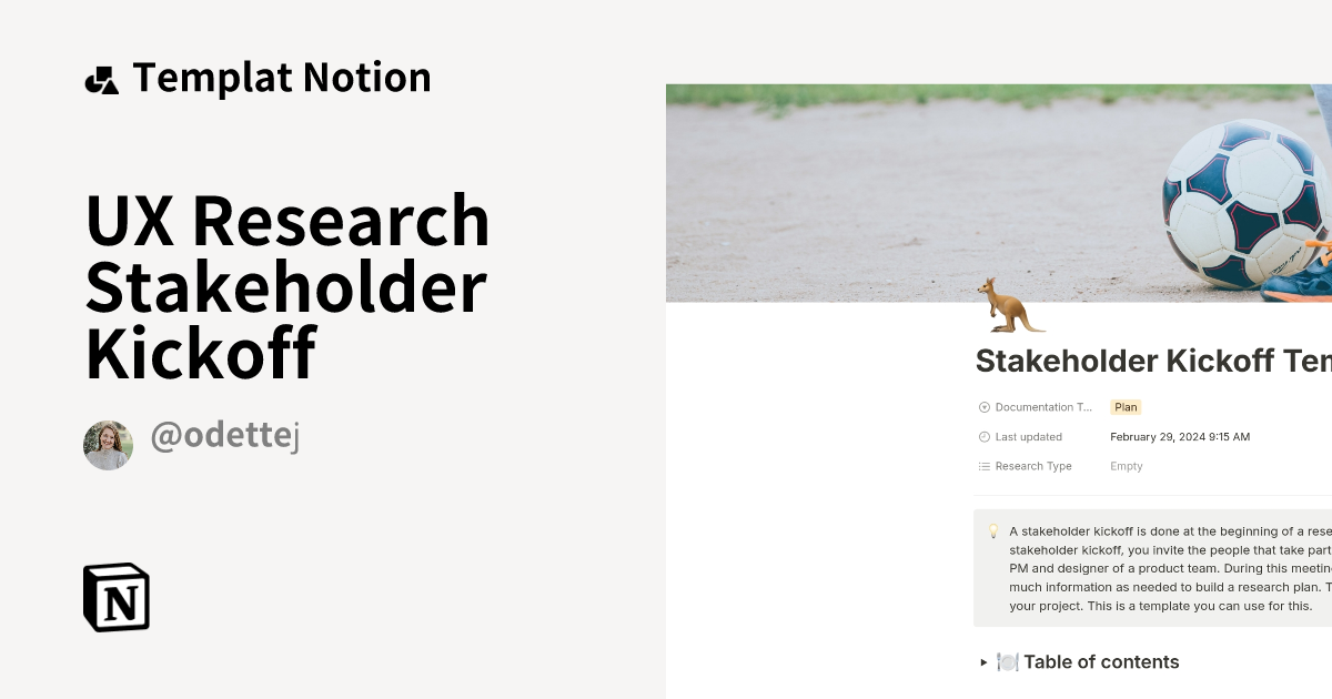 UX Research Stakeholder Kickoff Templat oleh Odette Jansen | Notion ...
