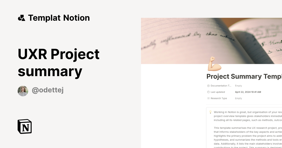Templat UXR Project summary | Notion Marketplace
