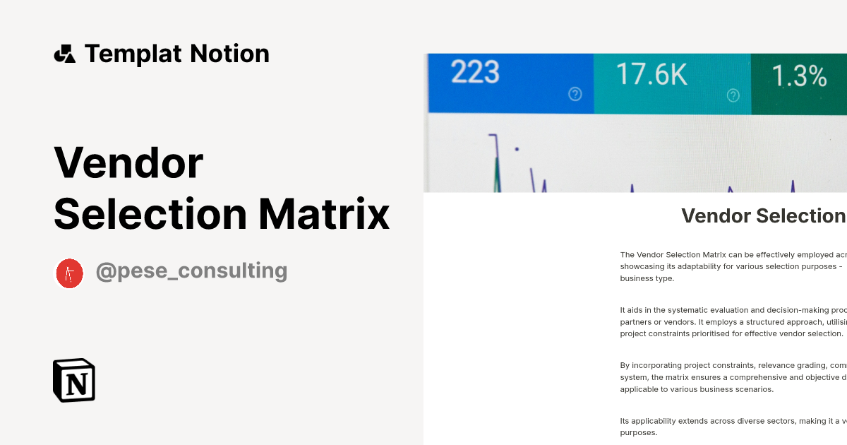 Templat Vendor Selection Matrix | Notion Marketplace