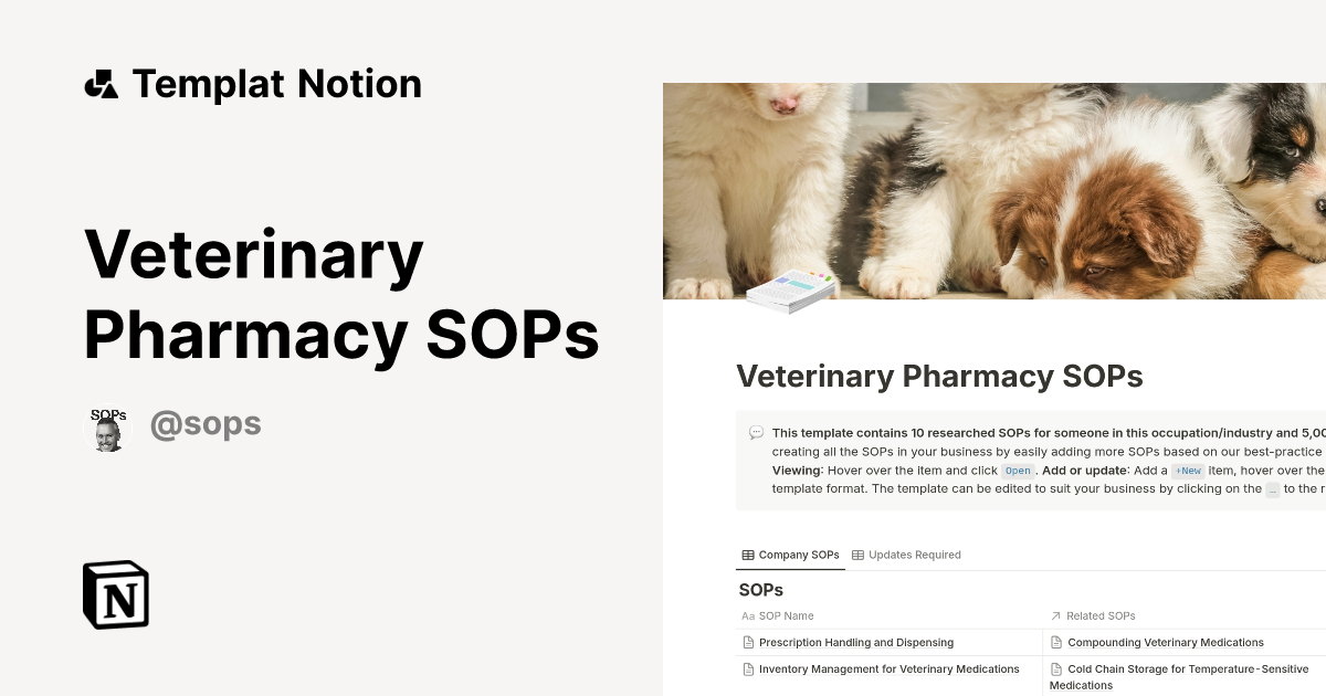 Templat Veterinary Pharmacy SOPs | Notion Marketplace