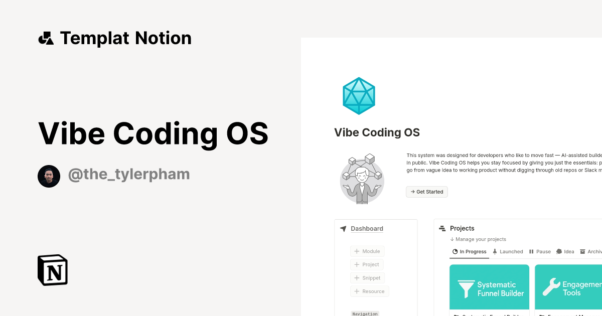 Vibe Coding OS Templat oleh Tyler Pham | Notion Marketplace