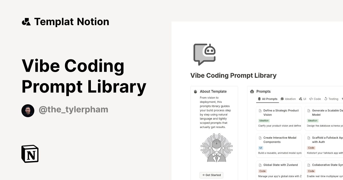 Templat Vibe Coding Prompt Library | Notion Marketplace
