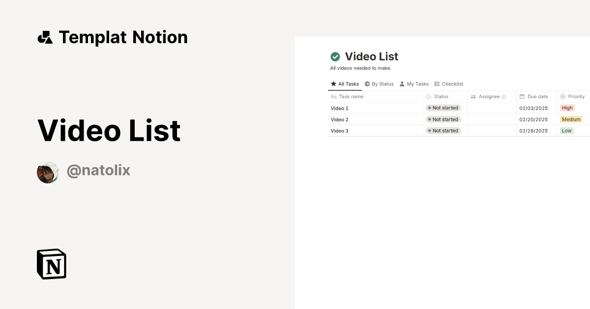 Templat Video List | Notion Marketplace