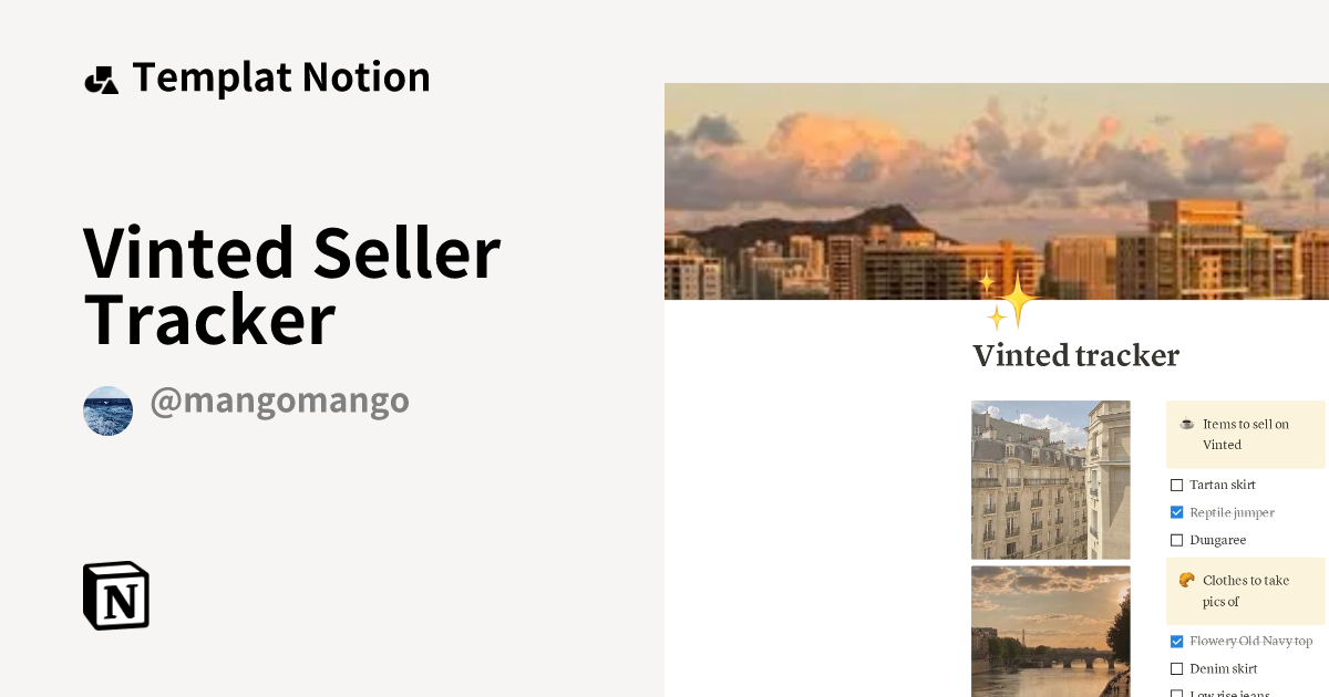 Vinted Seller Tracker Templat oleh Mayha | Notion Marketplace