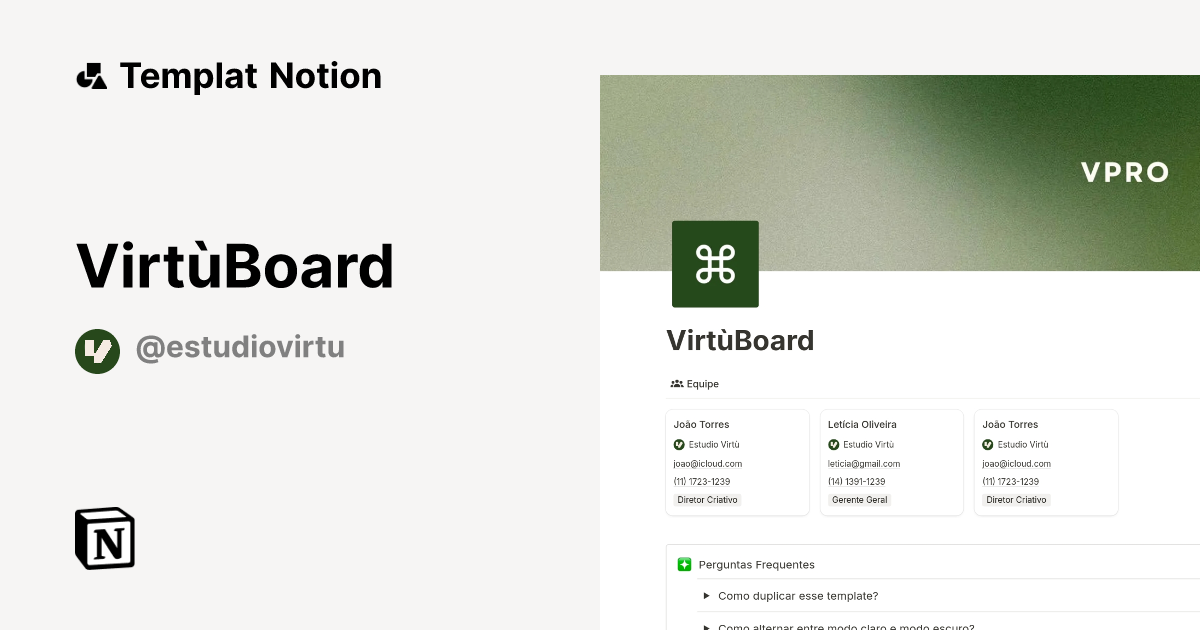 VirtùBoard Templat oleh Estudio Virtù | Notion Marketplace