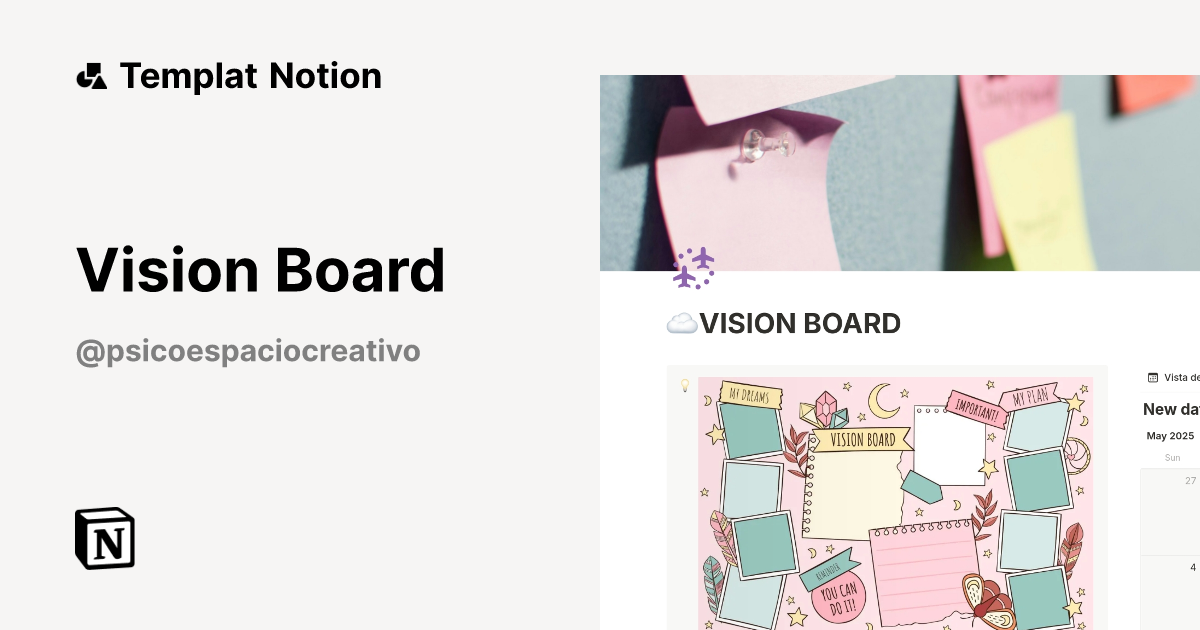 Vision Board Templat oleh Yojana Rojas | Notion Marketplace