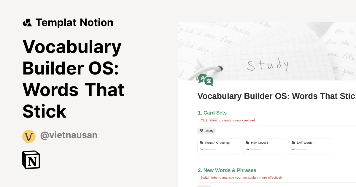 Vocabulary Builder OS: Words That Stick Templat oleh Việt Nâu Sần ...