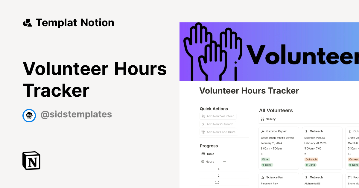 Templat Volunteer Hours Tracker | Notion Marketplace