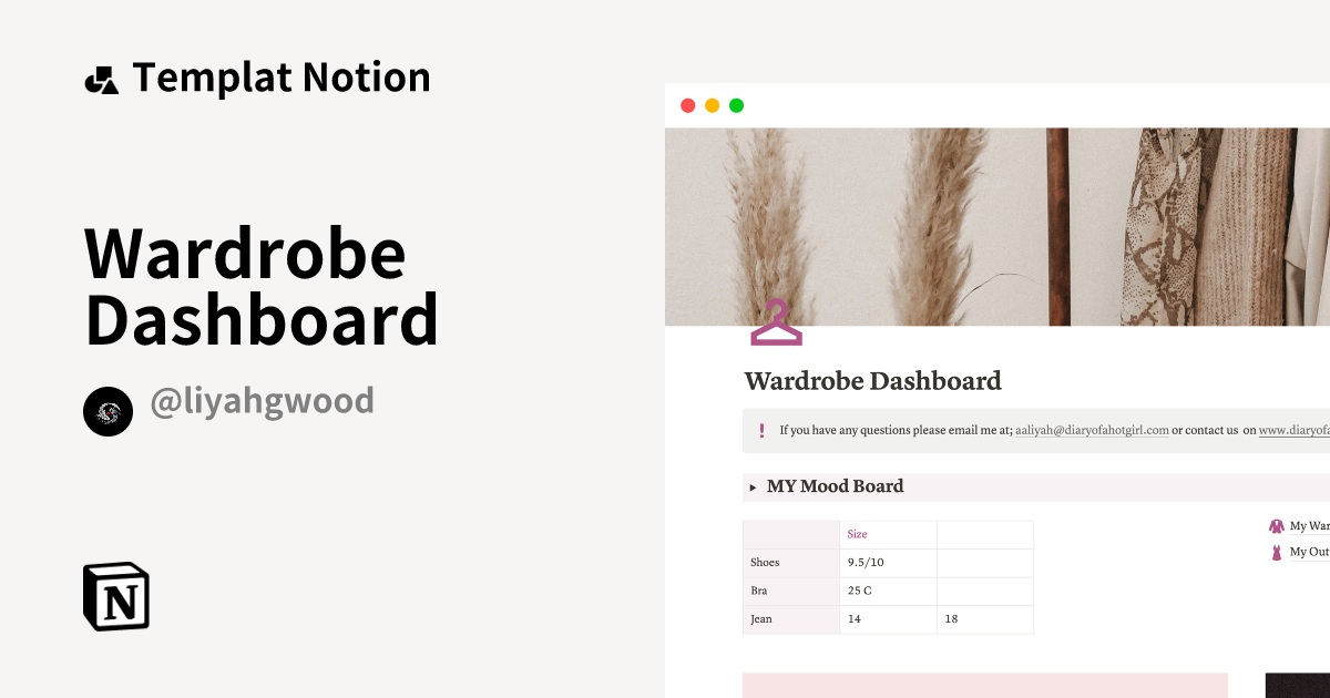 Templat Wardrobe Dashboard | Notion Marketplace