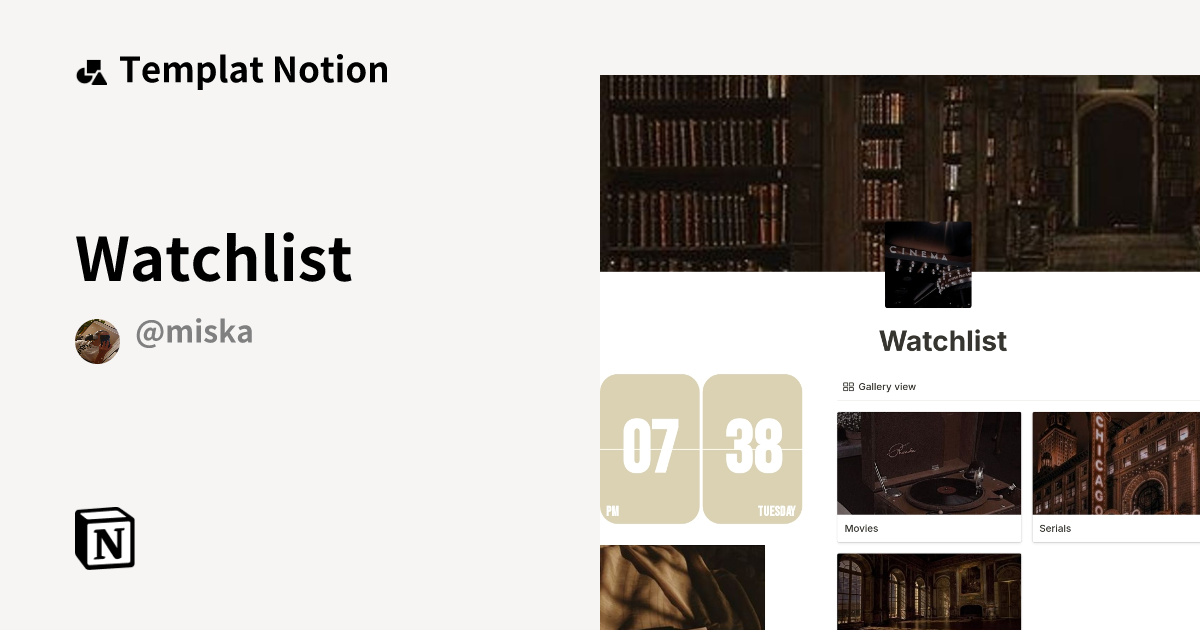 Watchlist Templat oleh Mishel | Notion Marketplace