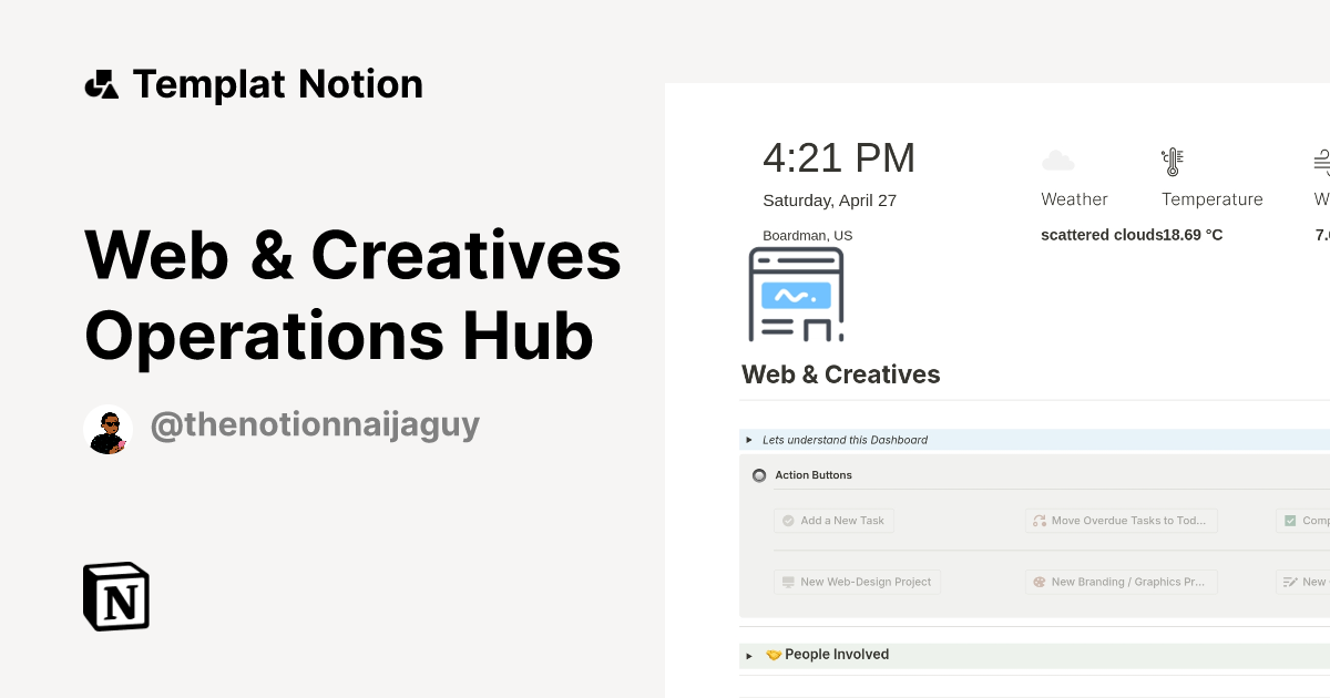 Web & Creatives Operations Hub Templat oleh The NotionNaija Guy | Notion Marketplace