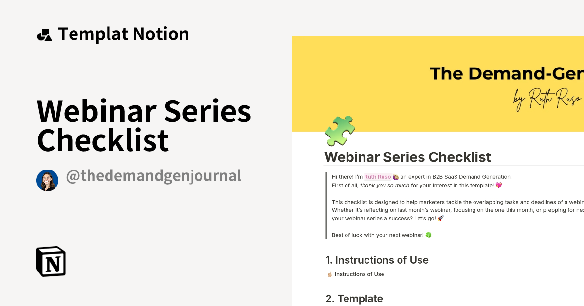 Templat Webinar Series Checklist | Notion Marketplace