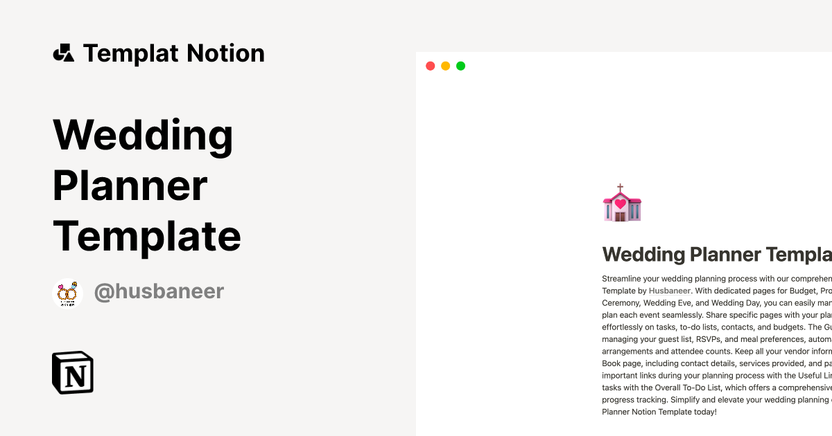 Templat Wedding Planner Template | Notion Marketplace