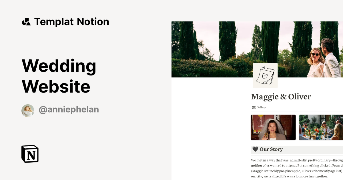 Wedding Website Templat oleh Life Admin Bodega | Notion Marketplace