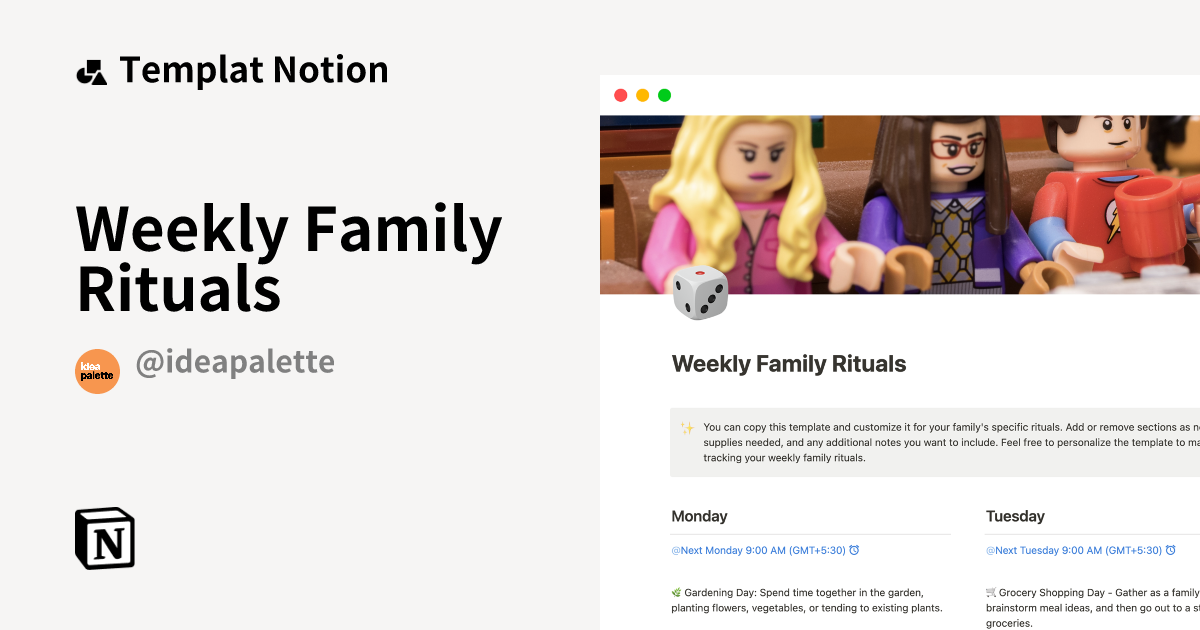 Weekly Family Rituals Templat oleh Idea Palette | Notion Marketplace