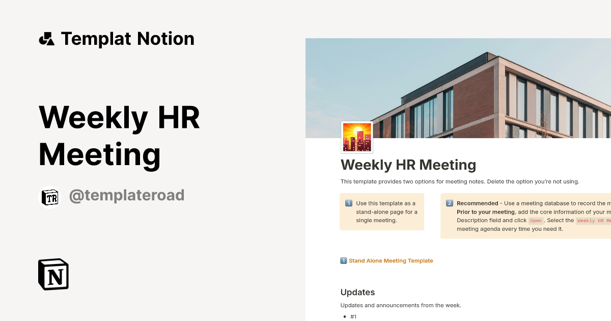 Weekly HR Meeting Templat oleh Template Road | Notion Marketplace