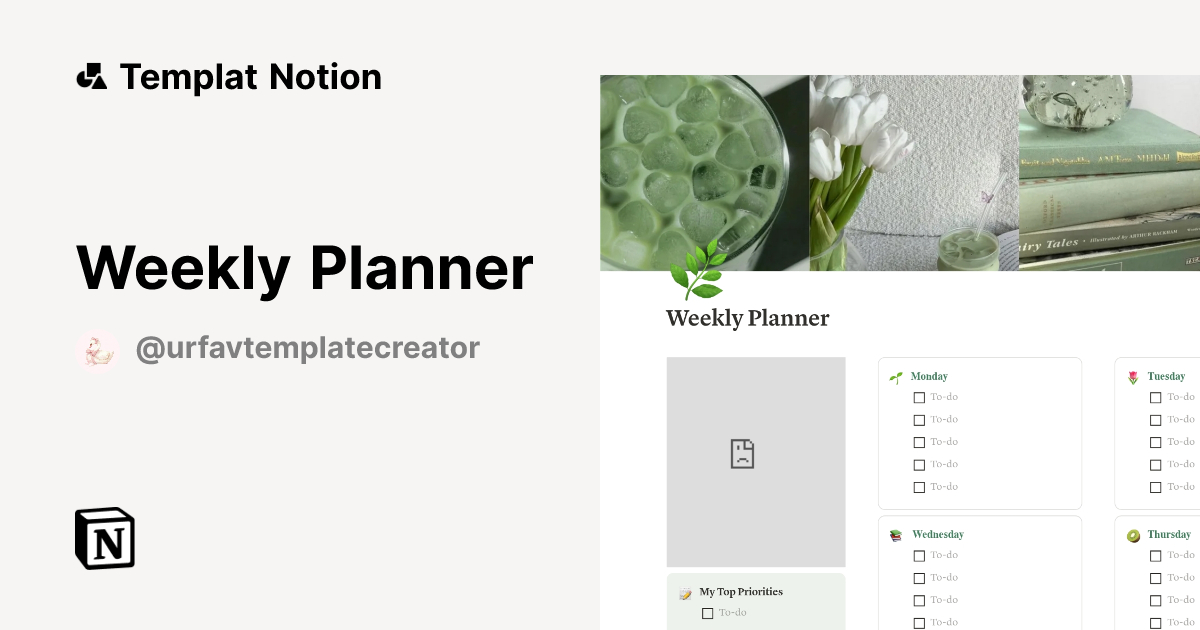 Templat Weekly Planner | Notion Marketplace