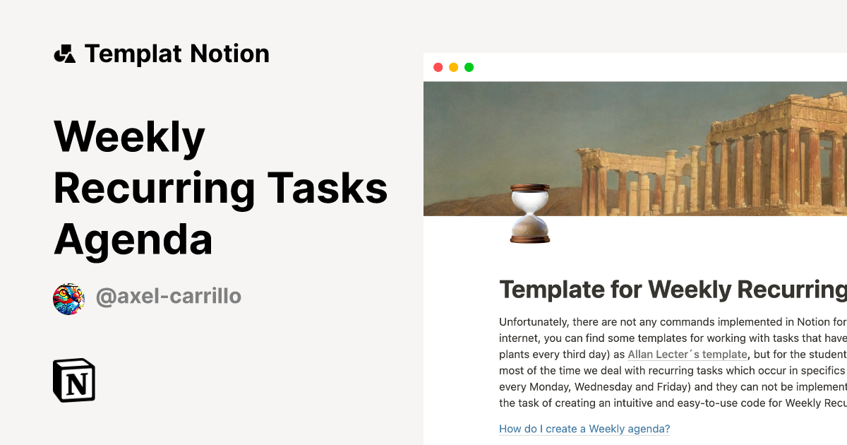 Templat Weekly Recurring Tasks Agenda | Notion Marketplace