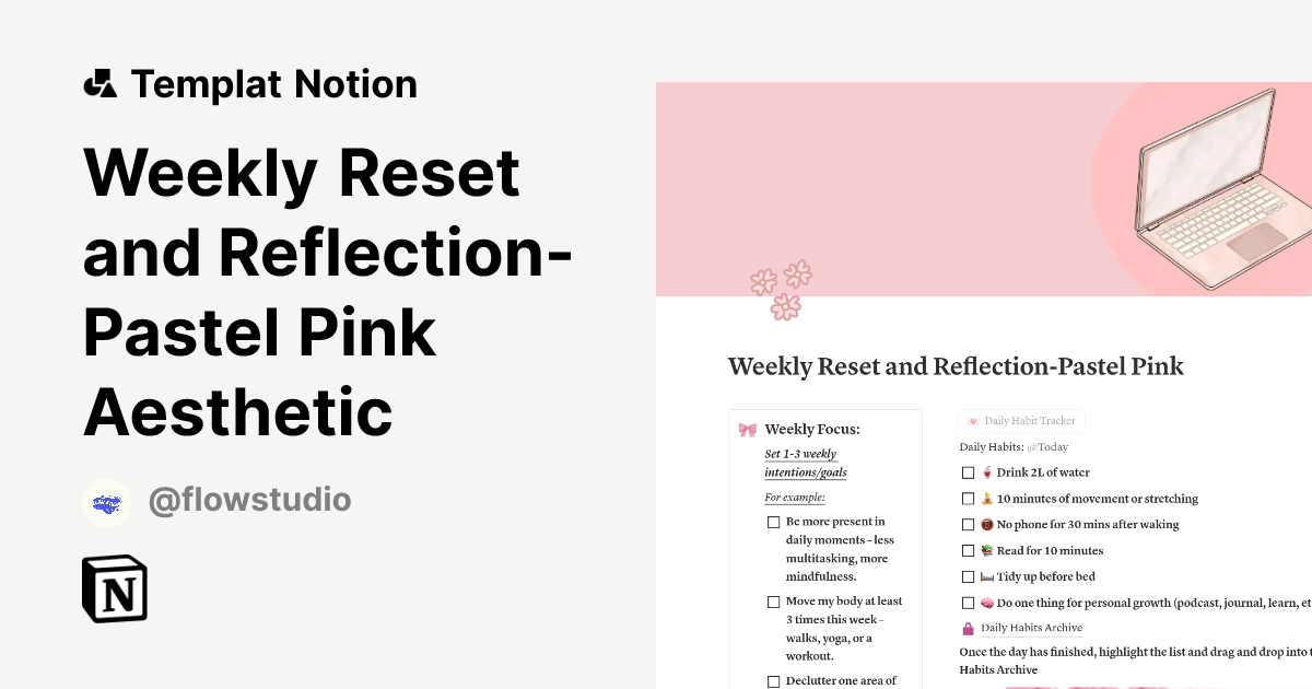 Weekly Reset and Reflection-Pastel Pink Aesthetic Templat oleh ...