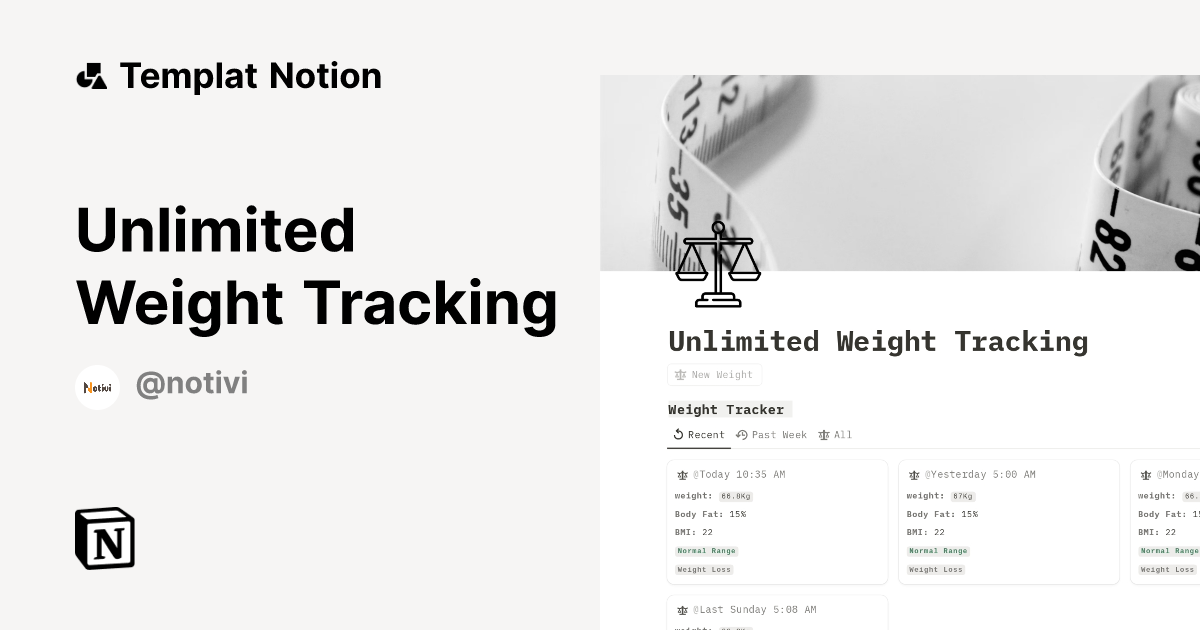 Templat Unlimited Weight Tracking | Notion Marketplace