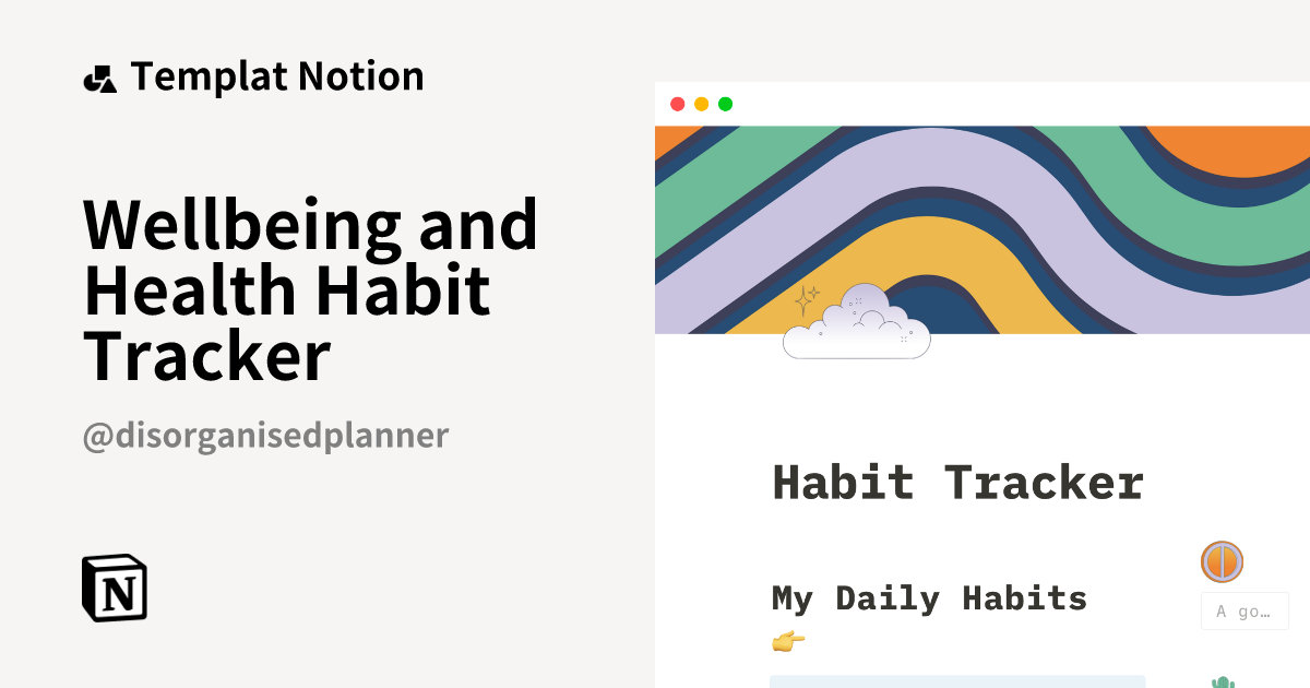 Templat Wellbeing and Health Habit Tracker | Notion Marketplace