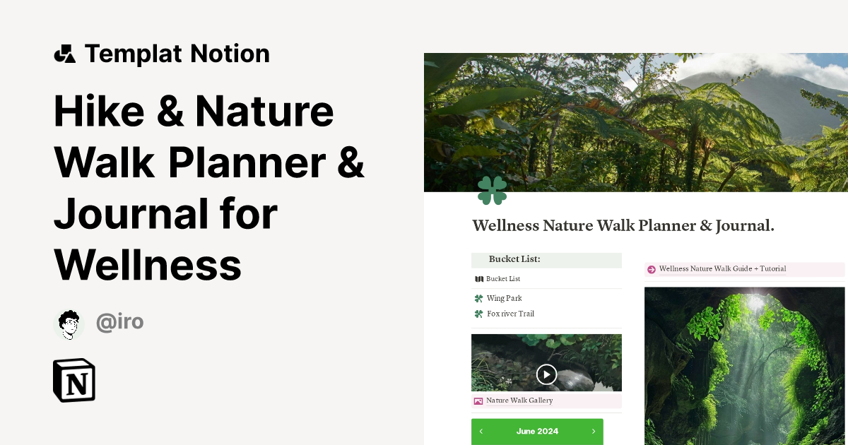 Templat Hike & Nature Walk Planner & Journal for Wellness | Notion ...