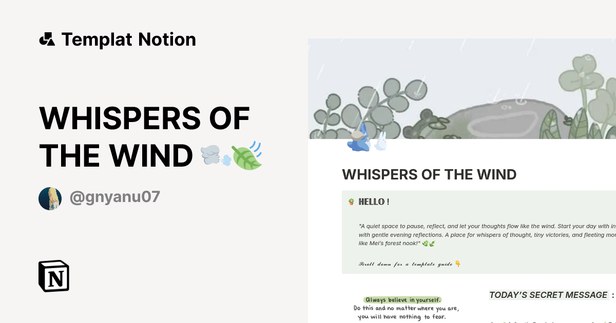 Templat WHISPERS OF THE WIND 🌬️🍃 | Notion Marketplace