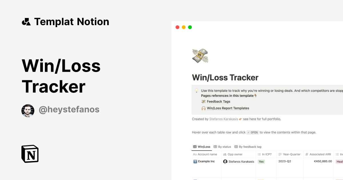 Templat Win/Loss Tracker | Notion Marketplace