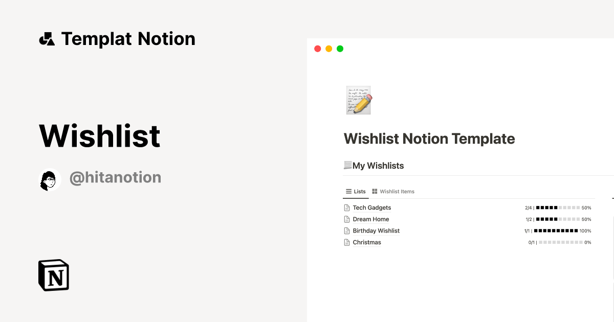 Templat Wishlist | Notion Marketplace