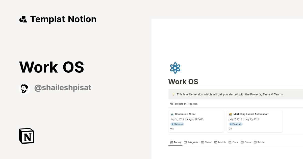 Work OS Templat oleh Shailesh Pisat | Notion Marketplace