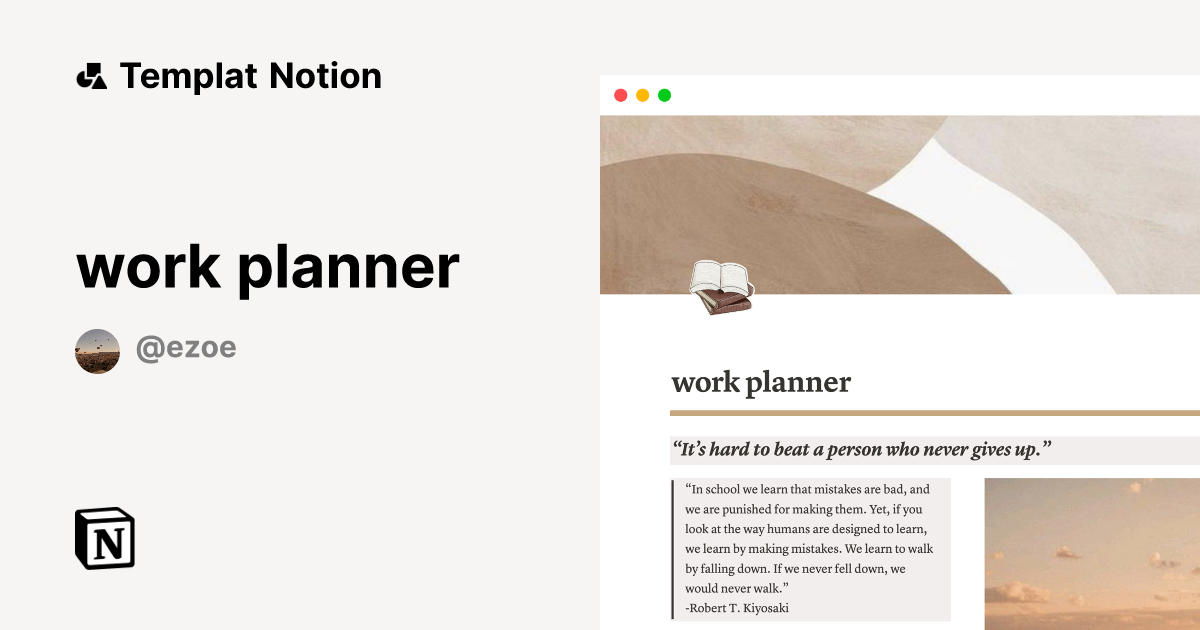Templat work planner | Notion Marketplace