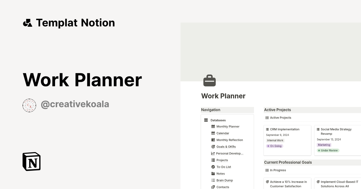 Templat Work Planner | Notion Marketplace
