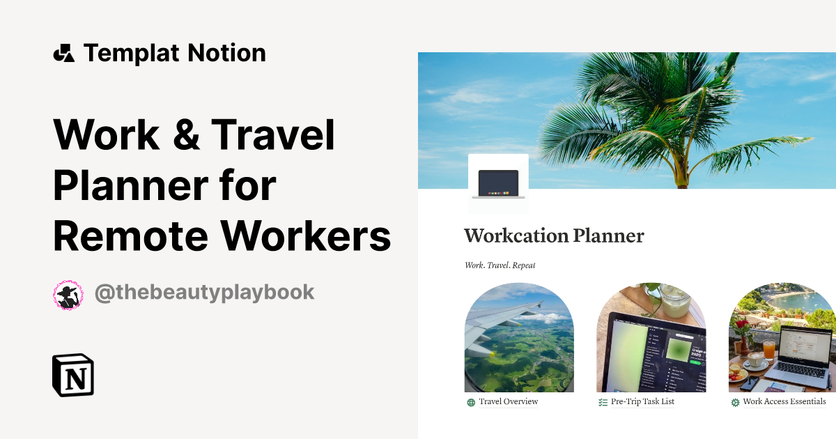 Work & Travel Planner for Remote Workers Templat oleh Escape on Loop | Notion Marketplace