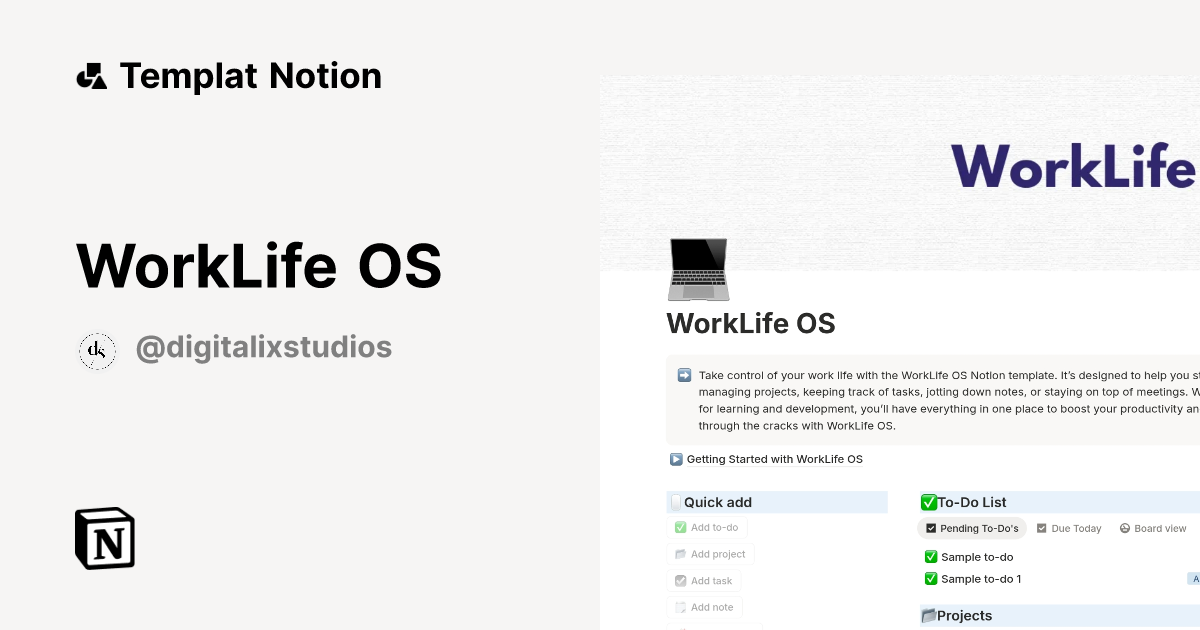 WorkLife OS Templat oleh Digitalix | Notion Marketplace