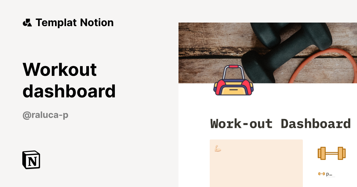 Workout dashboard Templat oleh Raluca P. | Notion Marketplace