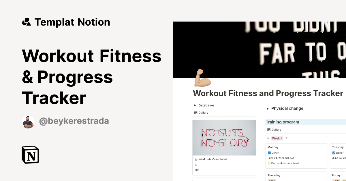 Templat Workout Fitness & Progress Tracker | Notion Marketplace