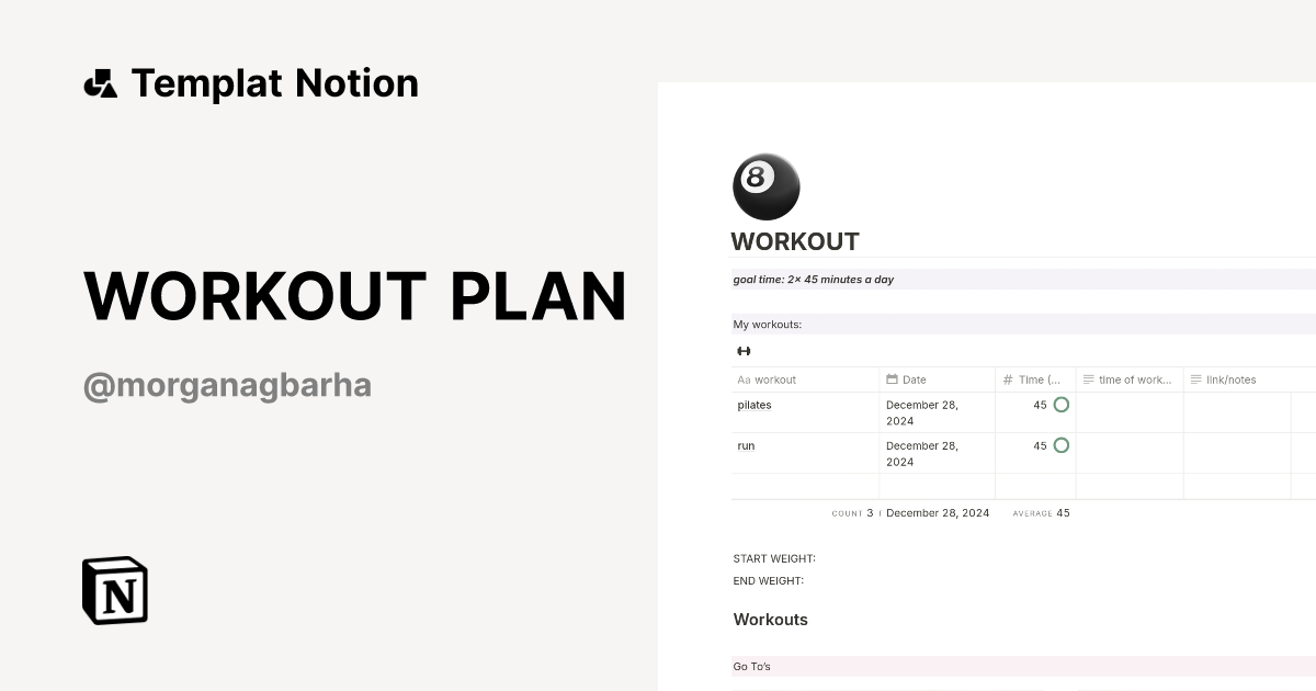 Templat WORKOUT PLAN | Notion Marketplace