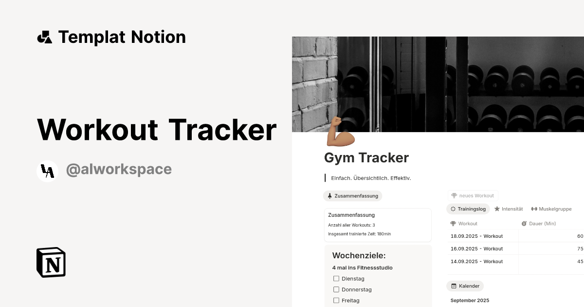 Templat Workout Tracker | Notion Marketplace