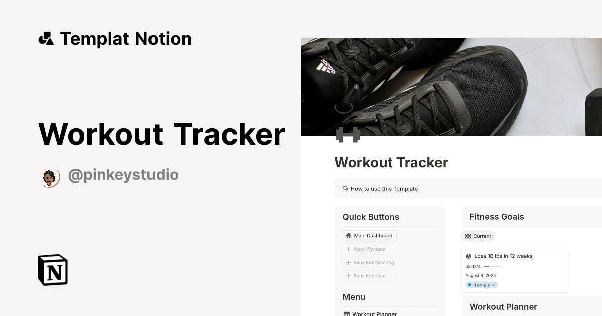 Workout Tracker Templat oleh Pinkey | Notion Marketplace