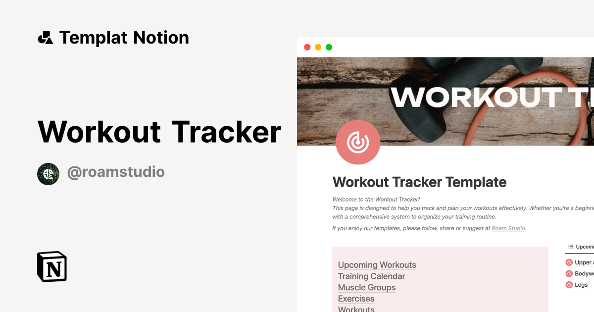 Templat Workout Tracker | Notion Marketplace