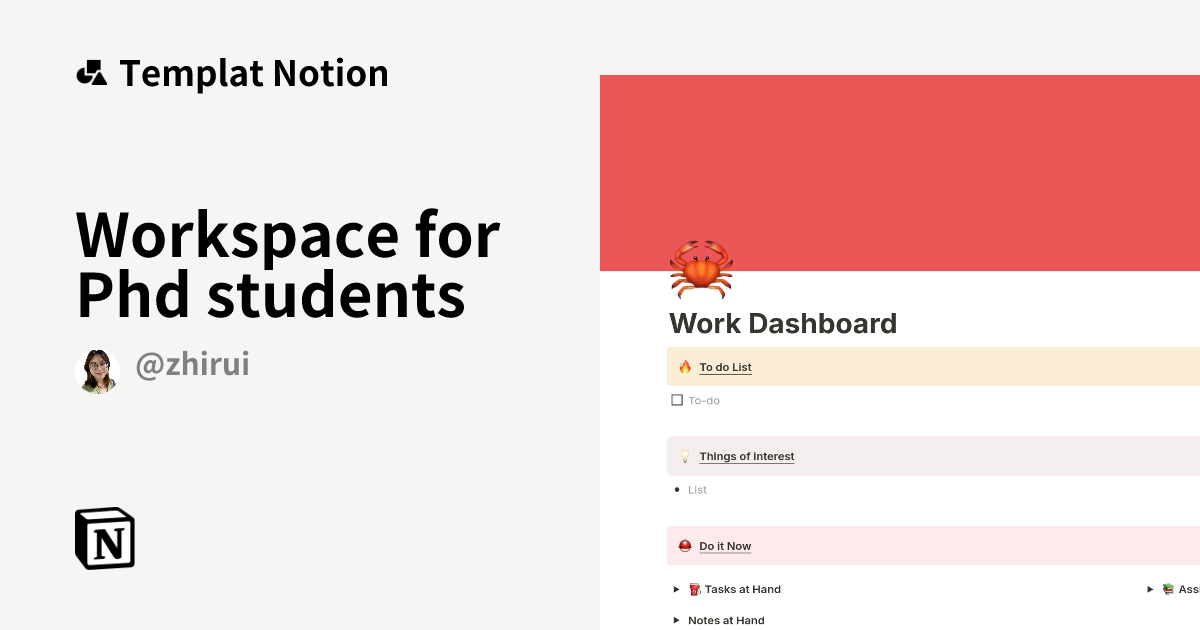 Templat Workspace for Phd students | Notion Marketplace