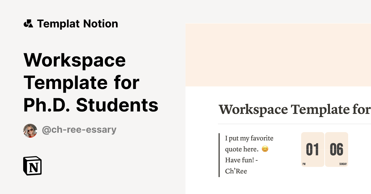 Workspace Template for Ph.D. Students Templat oleh Ch'Ree Essary ...