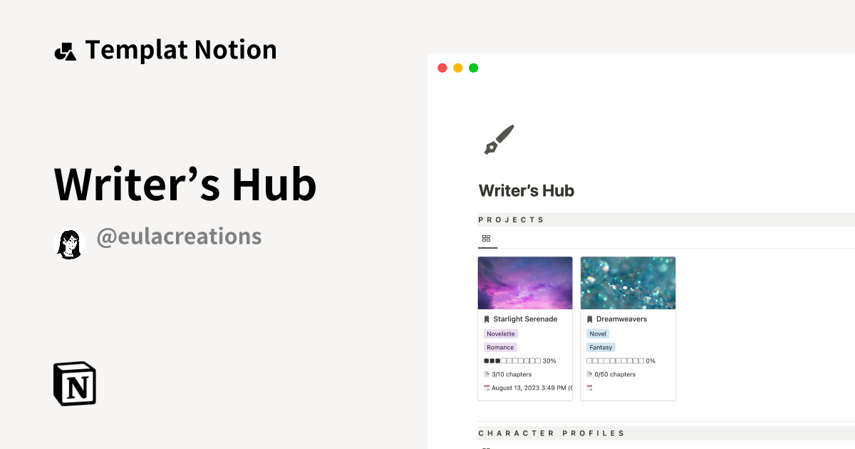 Templat Writer’s Hub | Notion Marketplace