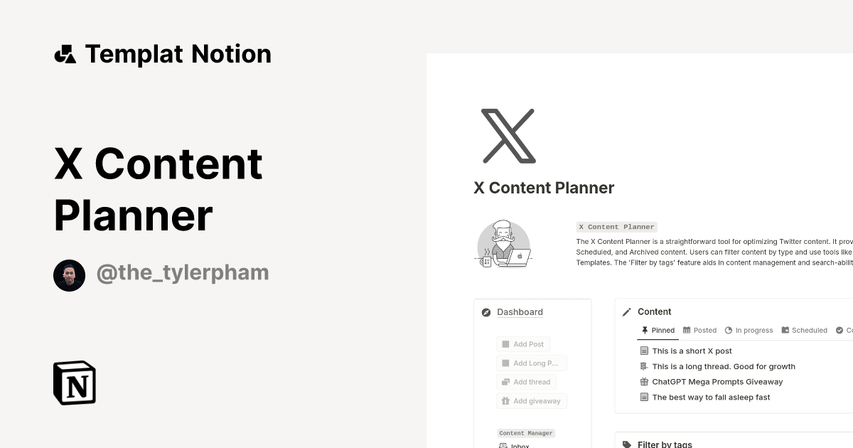 Templat X Content Planner | Notion Marketplace
