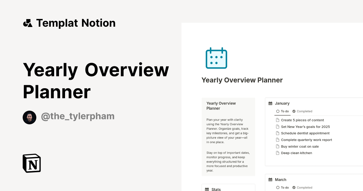 Templat Yearly Overview Planner | Notion Marketplace